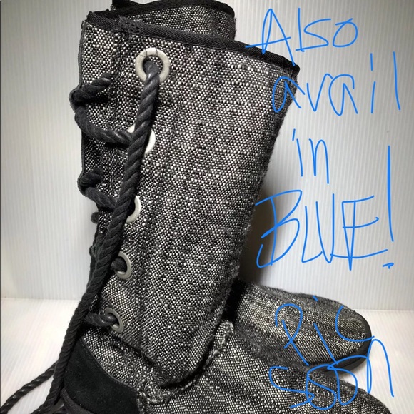 UGG | Shoes | Rare Nwot Gray Black Lace Up Canvas Slip Tie Uggs | Poshmark